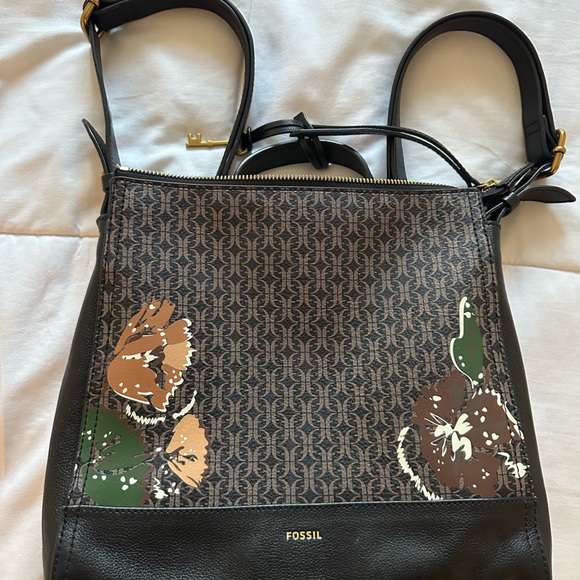 Fossil | Bags | Fossil Black And Brown Backpack With Structured Design ...